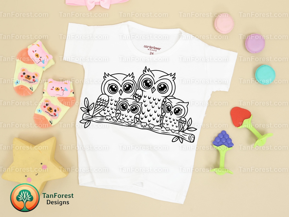Cute Owl Family SVG Outline Cut File. Baby Owl Svg, Owl Clipart ...