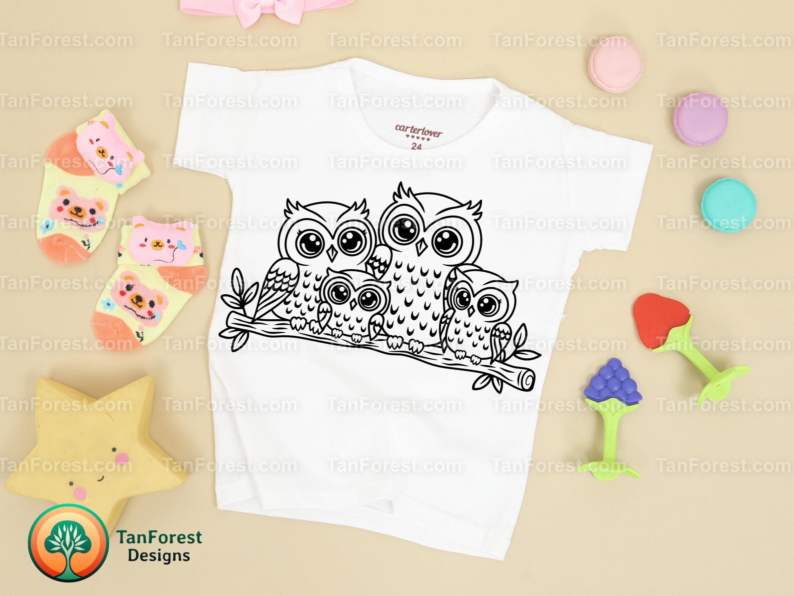 Cute Owl Family SVG Outline Cut File. Baby Owl Svg, Owl Clipart ...