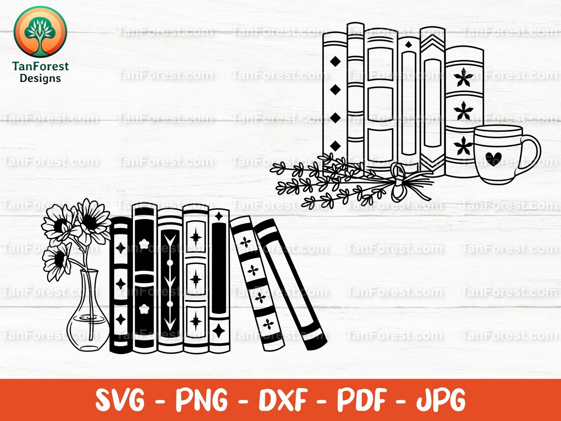Books SVG Book Stack Svg Reading Svg Book Clipart Floral - Etsy Canada