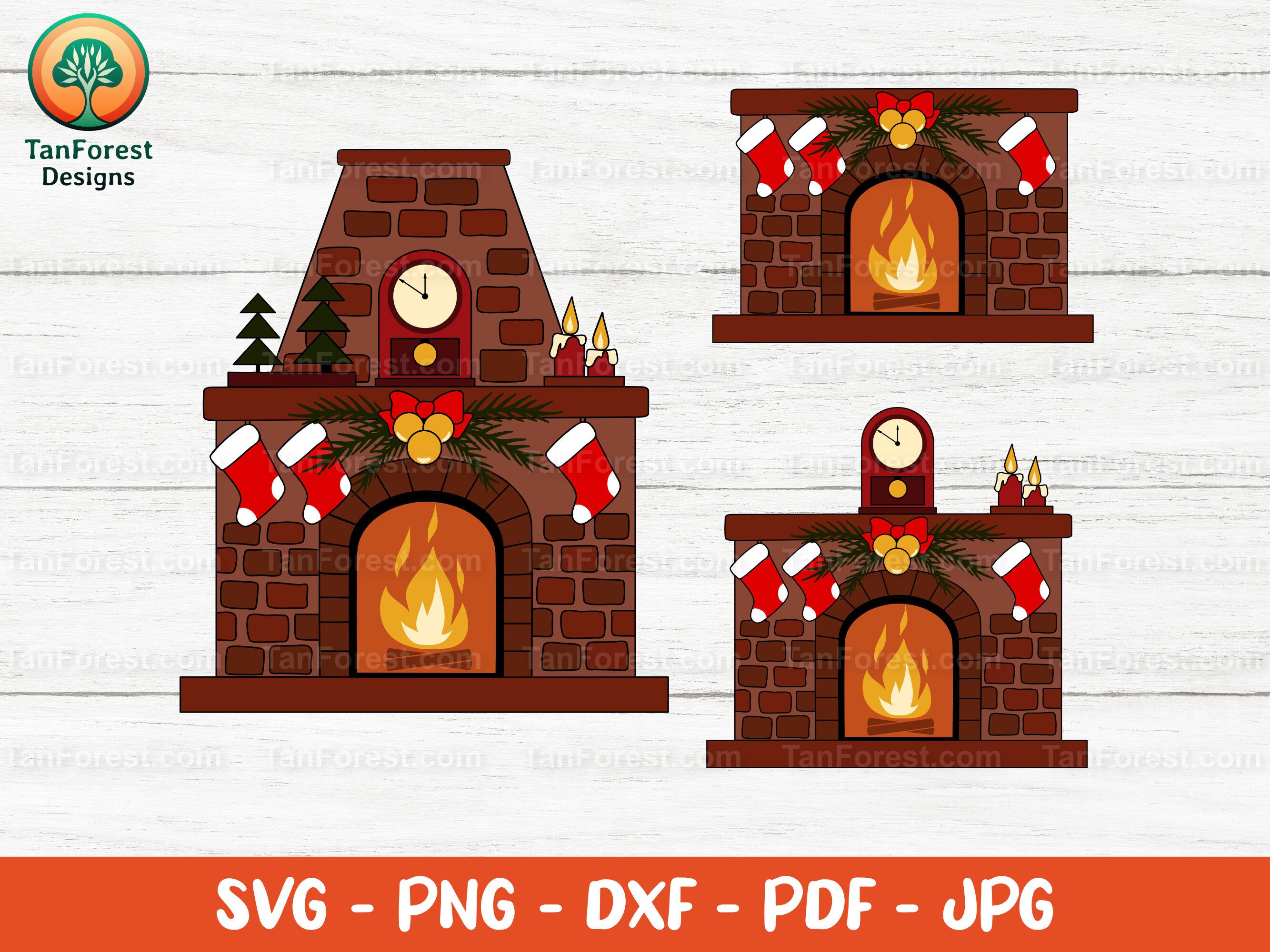 Christmas Fireplace Svg, Layered Fireplace Svg, Fireplace Svg ...
