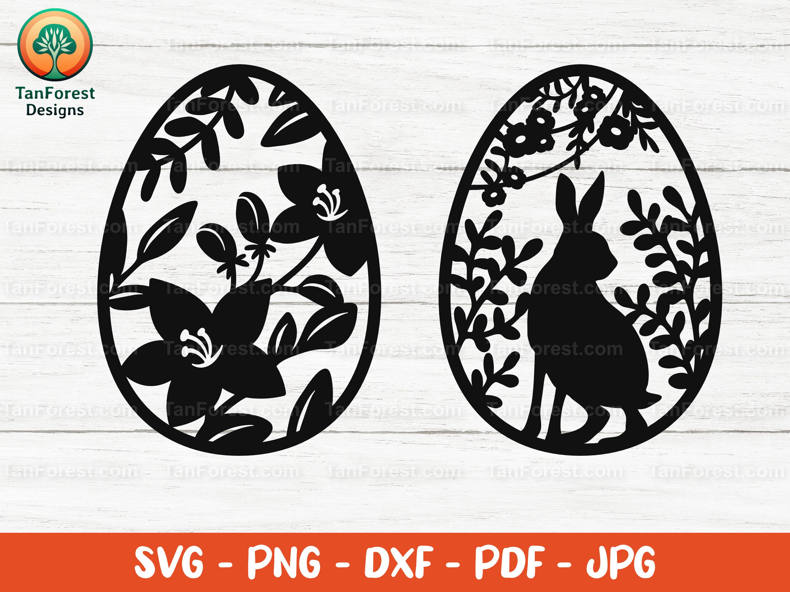 Floral Easter Egg SVG, Bunny Clipart, Vector Cut Files (digital ...