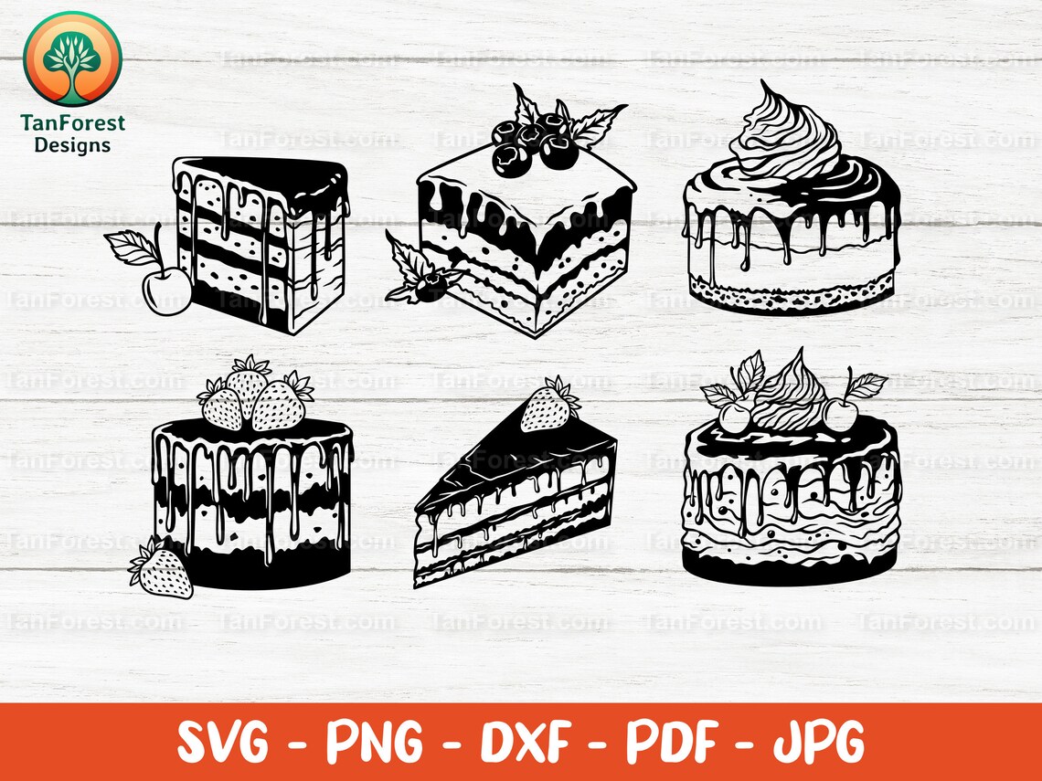 Cake SVG Bundle, Baking Svg, Cake Clipart, Cake Slice Svg, Dessert Svg ...