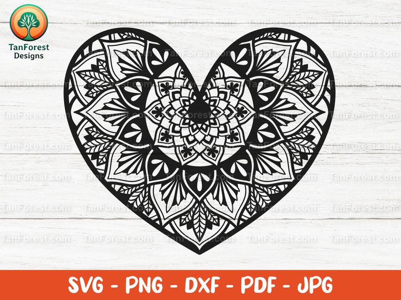 Heart Mandala SVG, Zentangle Svg, Valentines Day Heart Svg, Mandala Svg ...