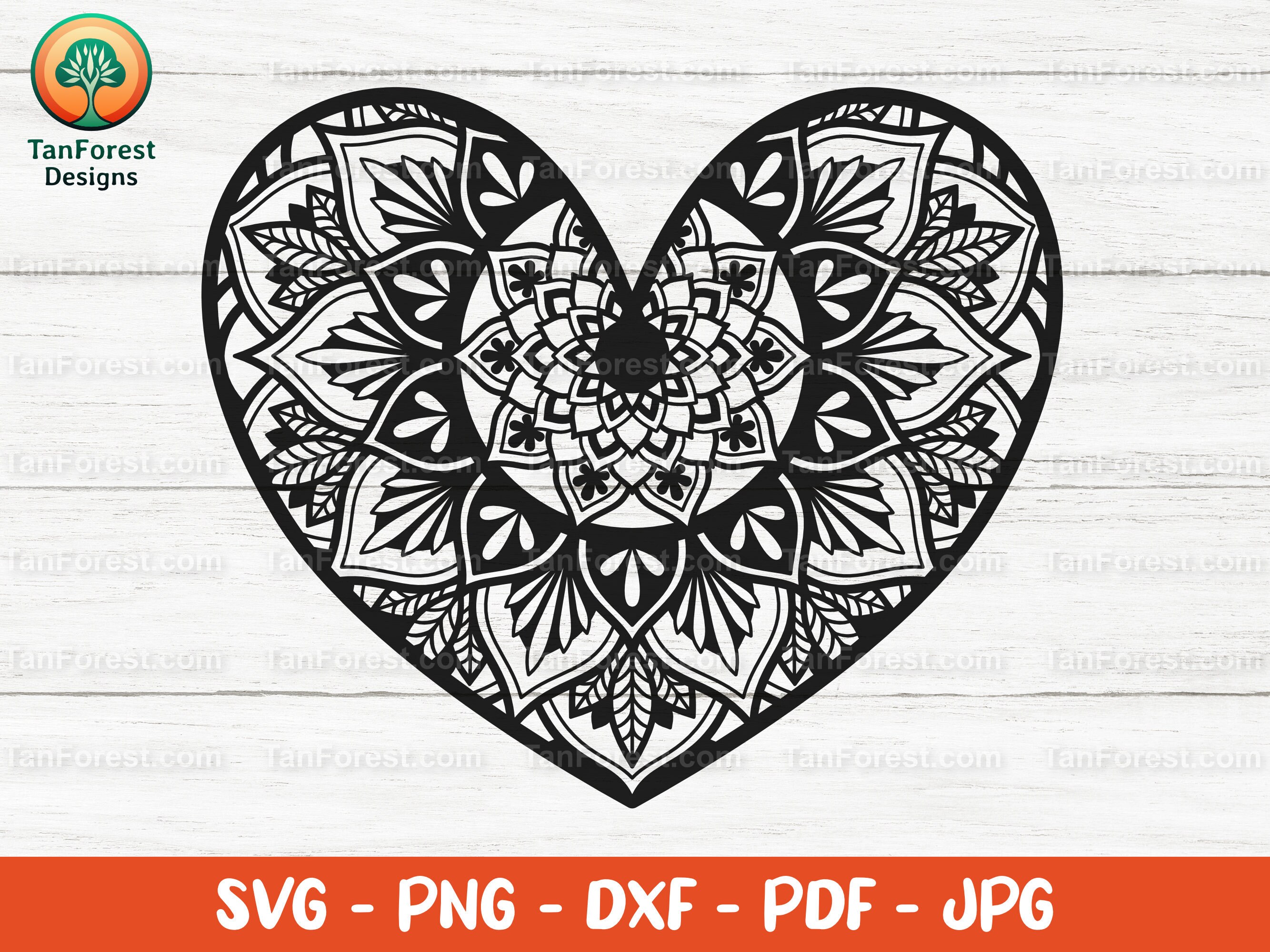 Heart Mandala SVG, Zentangle Svg, Valentines Day Heart Svg, Mandala Svg ...