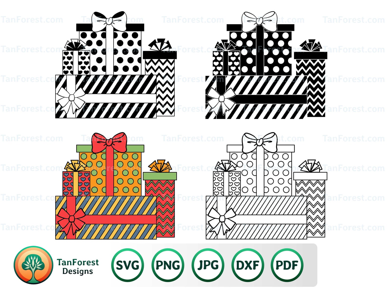 Stack of Presents Svg Layered Outline Pile of Gift Boxes - Etsy