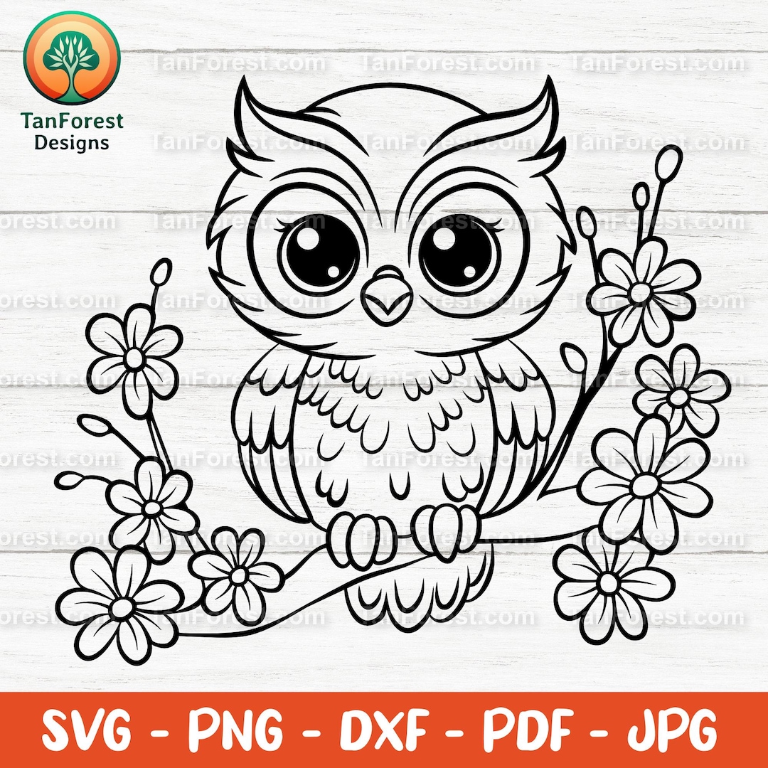 Cue Owl SVG Outline - Cut Files for Cricut & Silhouette. Woodland Bird ...