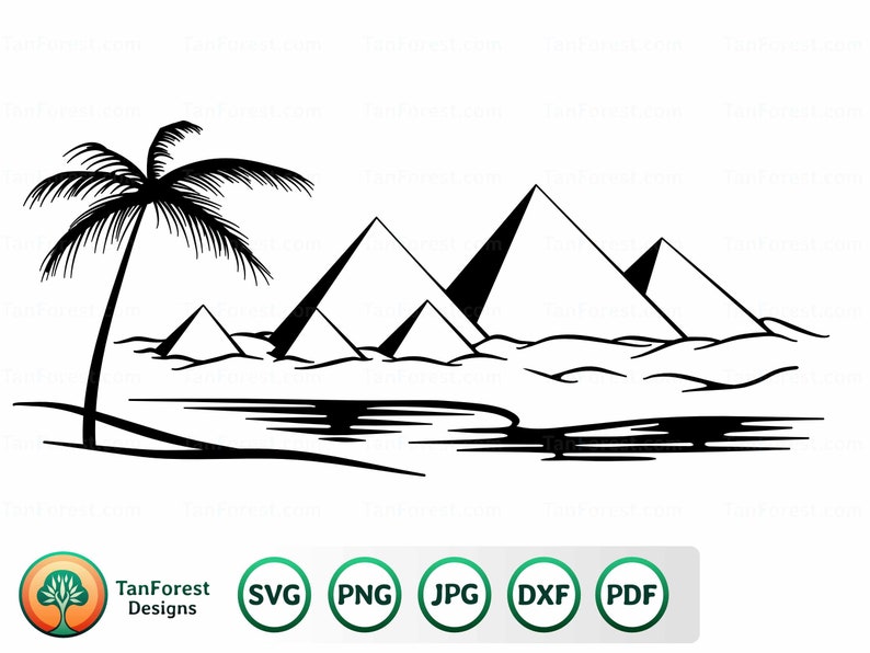 Pyramids of Giza Svg Set of 2 Egyptian Landscapes Svg - Etsy