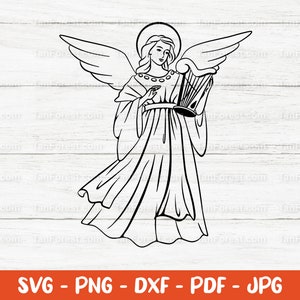3 Angels Svg Solid and Outline, Hand Drawn Angel, Angelic Choir ...