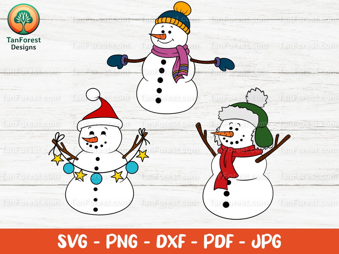 Snowman Svg Layered and Outline, Cute Snowman Svg, Snowman Clipart ...