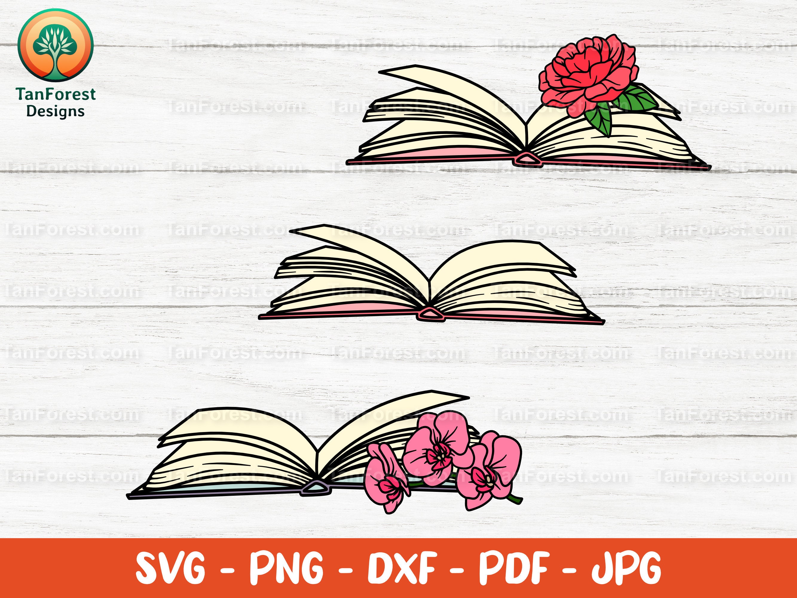 Books SVG Layered Cut Files, Floral Books Svg, Books Stack Clipart ...