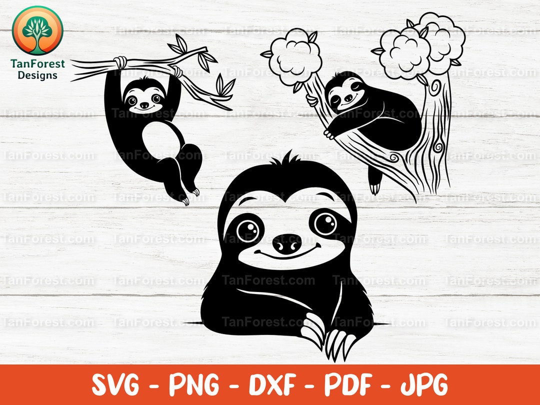 Sloth Svg Cut Files. Sloth Svg Bundle, Sloth Clipart, Cute Hanging ...