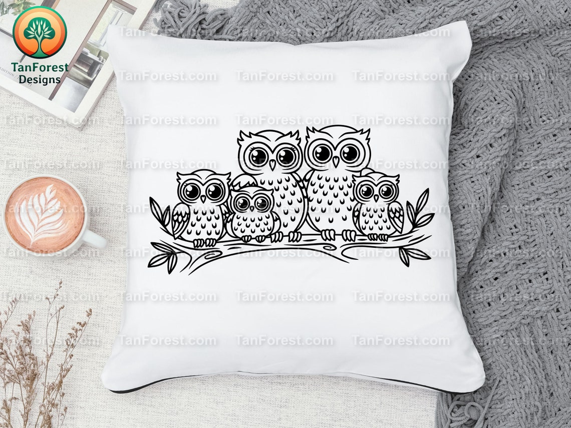 Cute Owl Family SVG Outline Cut File. Baby Owl Svg, Owl Clipart ...
