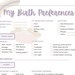 Birth Preferences Checklist | Printable + Editable | Doula Birth Plan ...