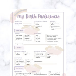 Birth Preferences Checklist Printable Editable Doula - Etsy