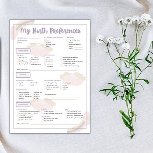 Birth Preferences Checklist | Printable + Editable | Doula Birth Plan ...