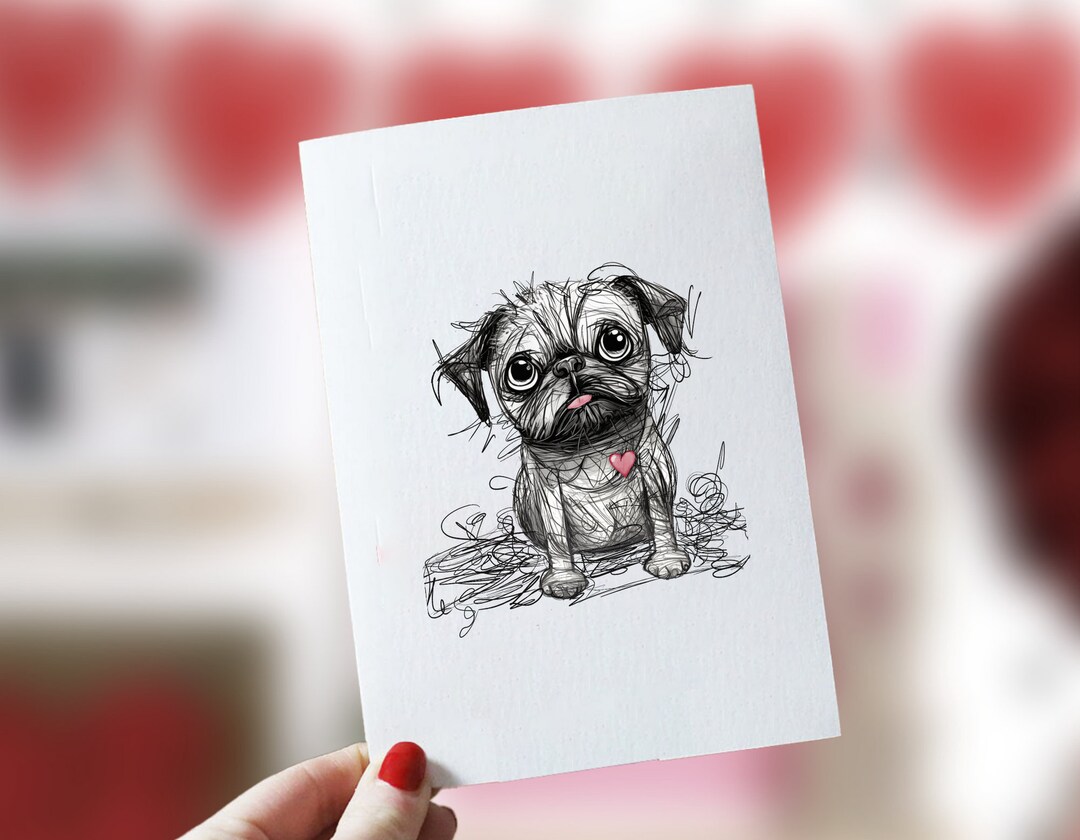 Pug Heart Love Cards, Boxed Card Set, Cute Dog Cards, 10 Card Boxed Set ...