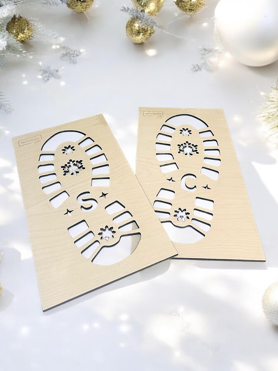 Wooden Santa Feet Stencil, Santa Claus Footprints, Father Christmas ...