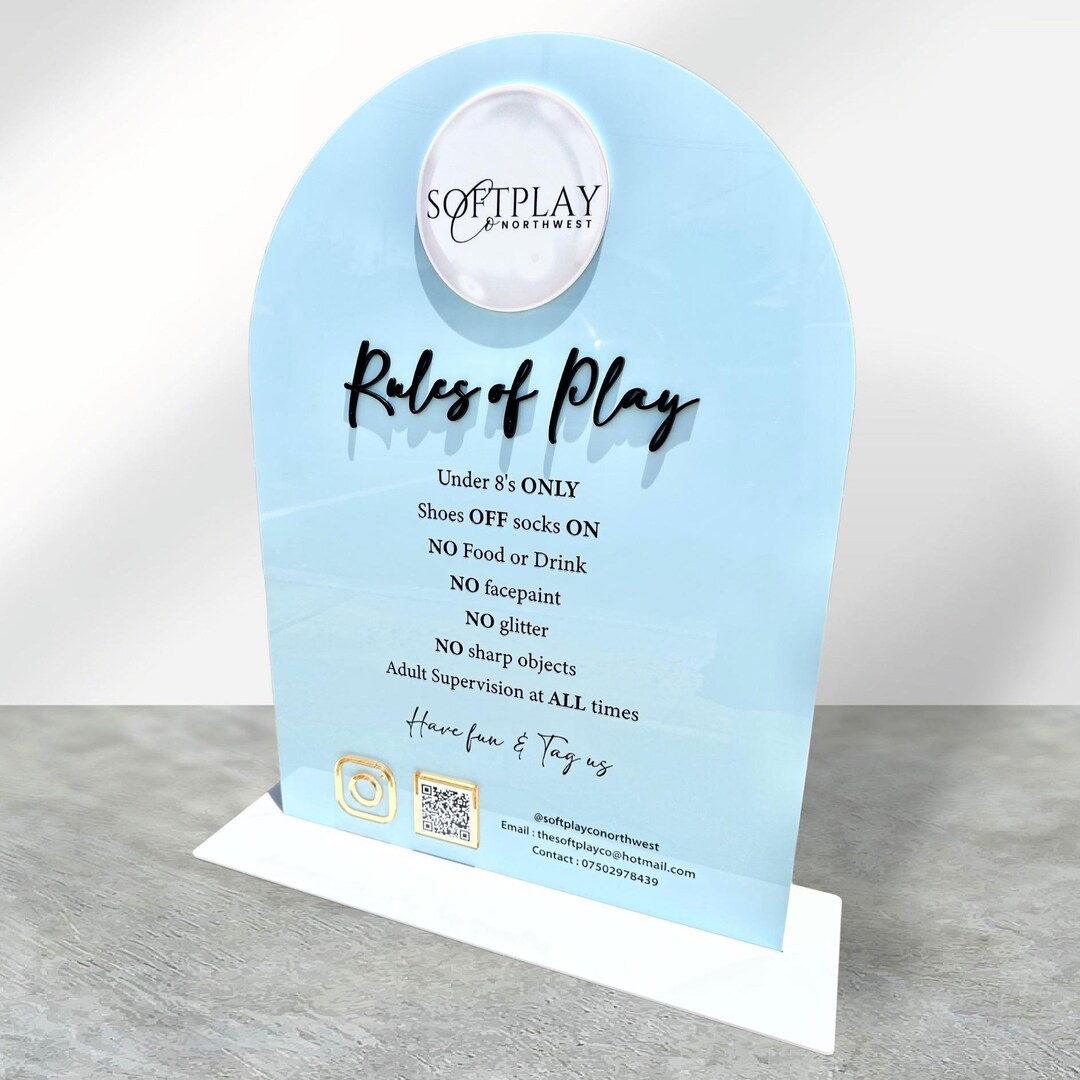 Acrylic Play Rules Sign, Soft Play Business Sign, Bouncy Castle ...