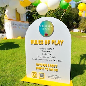 Custom Perspex Soft Play Rules Sign, Logo Play Rules Sign, Business ...