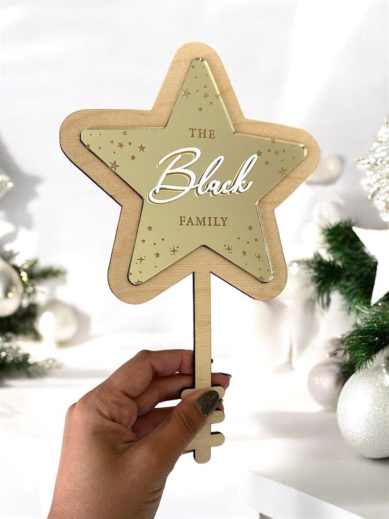 Acrylic Personalised Christmas Tree Topper, Family Christmas Star ...