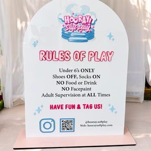 Custom Perspex Soft Play Rules Sign, Logo Play Rules Sign, Business ...