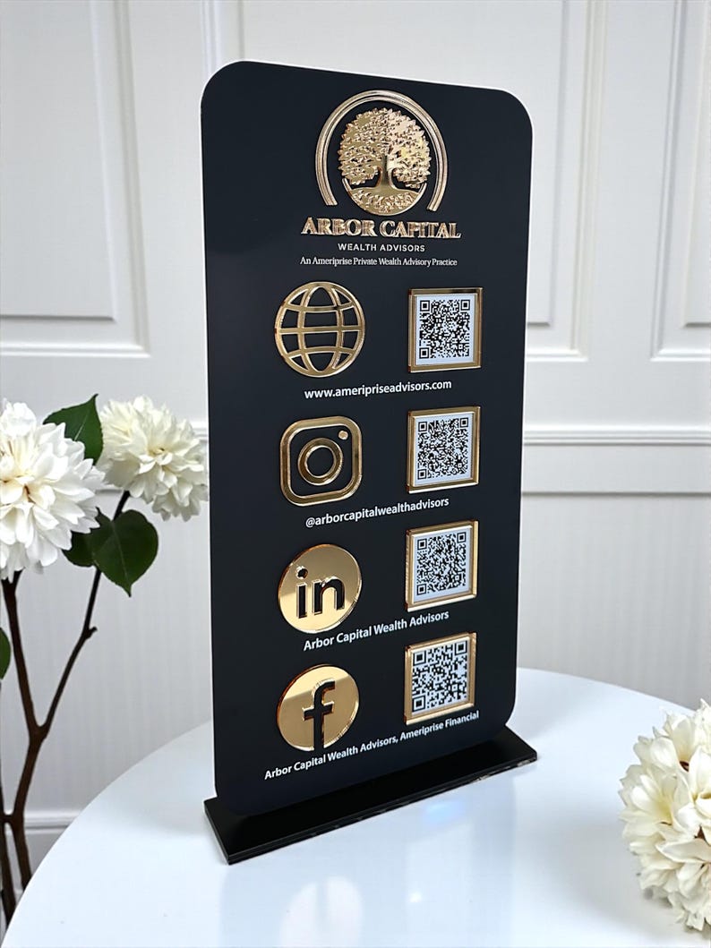 Personalised Acrylic QR Code Display for Small Business, Scan to Follow ...