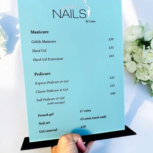 Custom Acrylic Price List Sign, Modern Salon Display Sign, Display ...