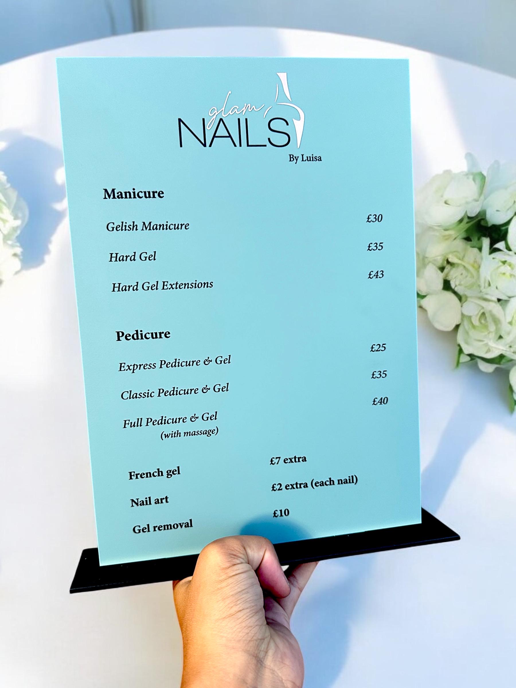 Custom Acrylic Price List Sign, Modern Salon Display Sign, Display ...
