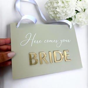 Page Boy Sign, Acrylic Here Comes Your Bride Plaque, Wedding Sign for ...