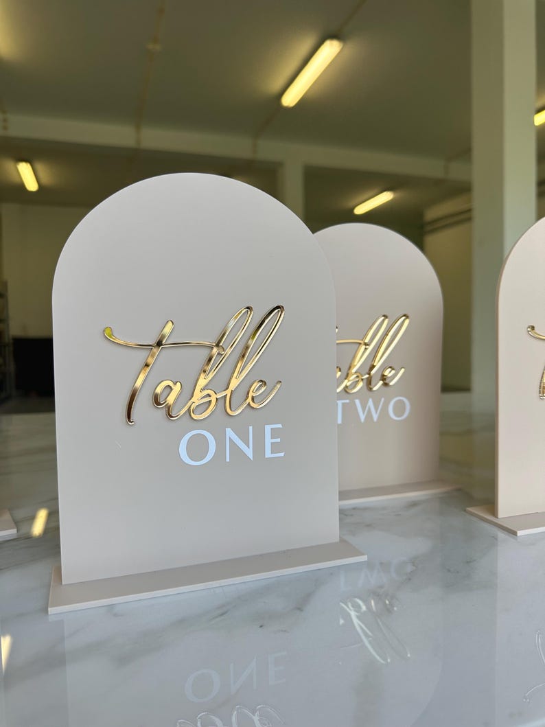3D Acrylic Arched Table Numbers, Wedding Table Numbers, Acrylic Table ...