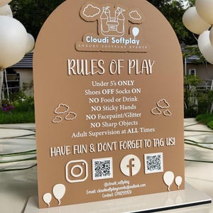 Acrylic Play Rules Sign, Soft Play Business Sign, Bouncy Castle ...