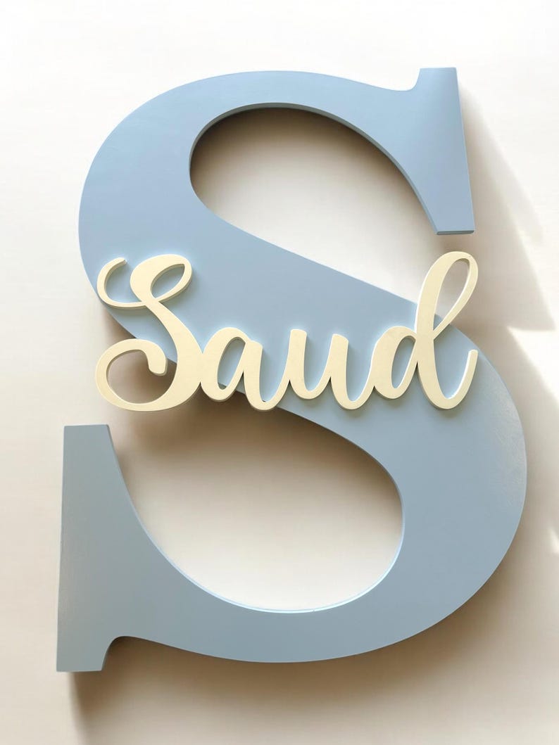 Custom Initial and Name Sign, Wooden Wall Name Plaque, Letter Sign for ...