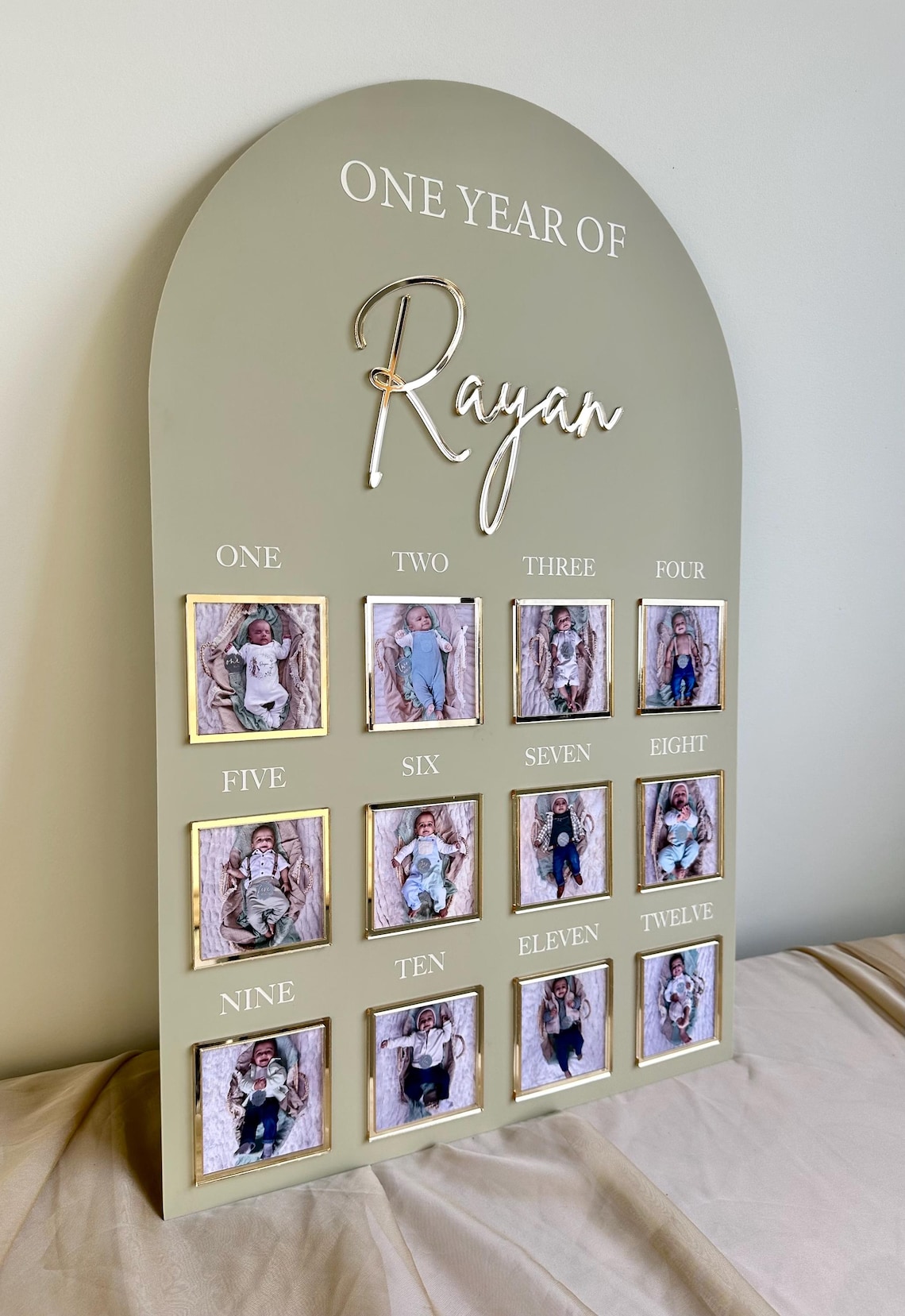 Personalised Acrylic Baby Milestone Board - One Year Memory Keepsake ...
