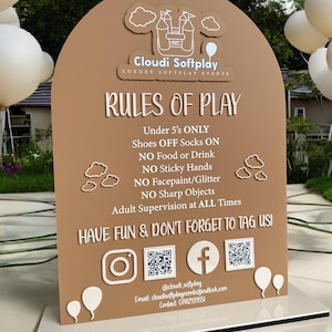 Custom Perspex Soft Play Rules Sign, Logo Play Rules Sign, Business ...