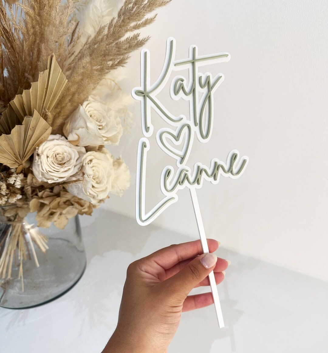 Personalised Acrylic Wedding Cake Topper, Double Layered Perspex Cake ...