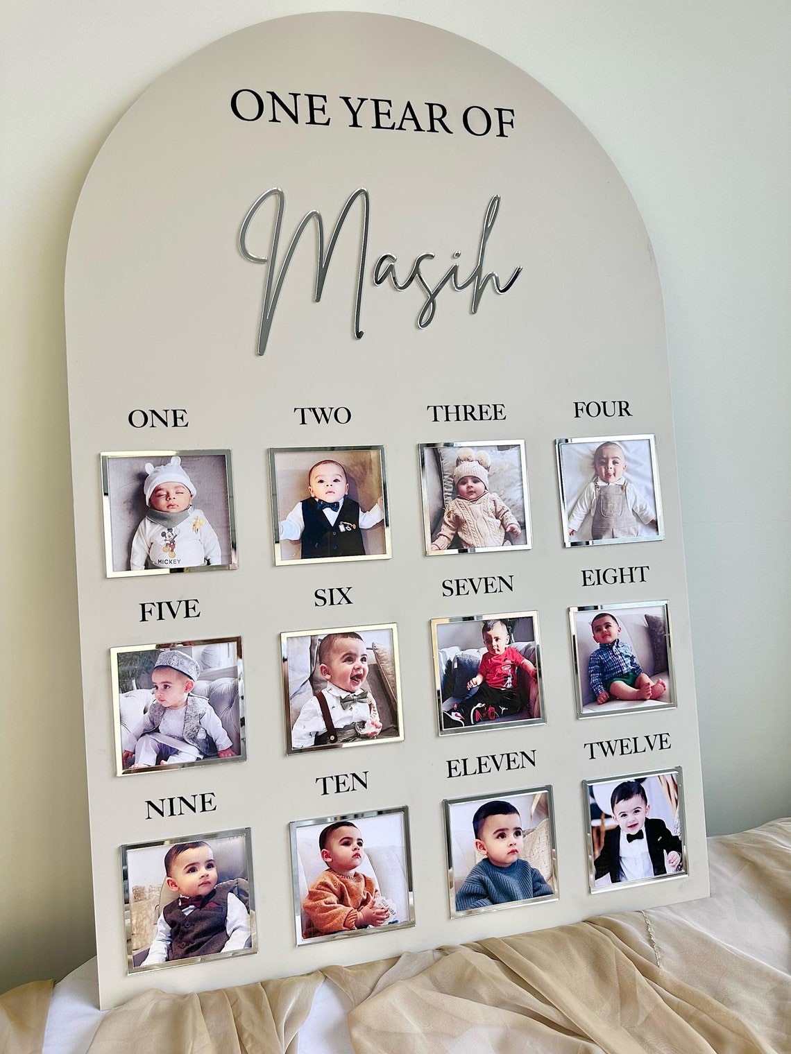 1st Birthday Photo Board, First Birthday Milestone Plaque, My First ...