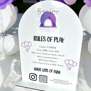 Acrylic Play Rules Sign, Soft Play Business Sign, Bouncy Castle ...