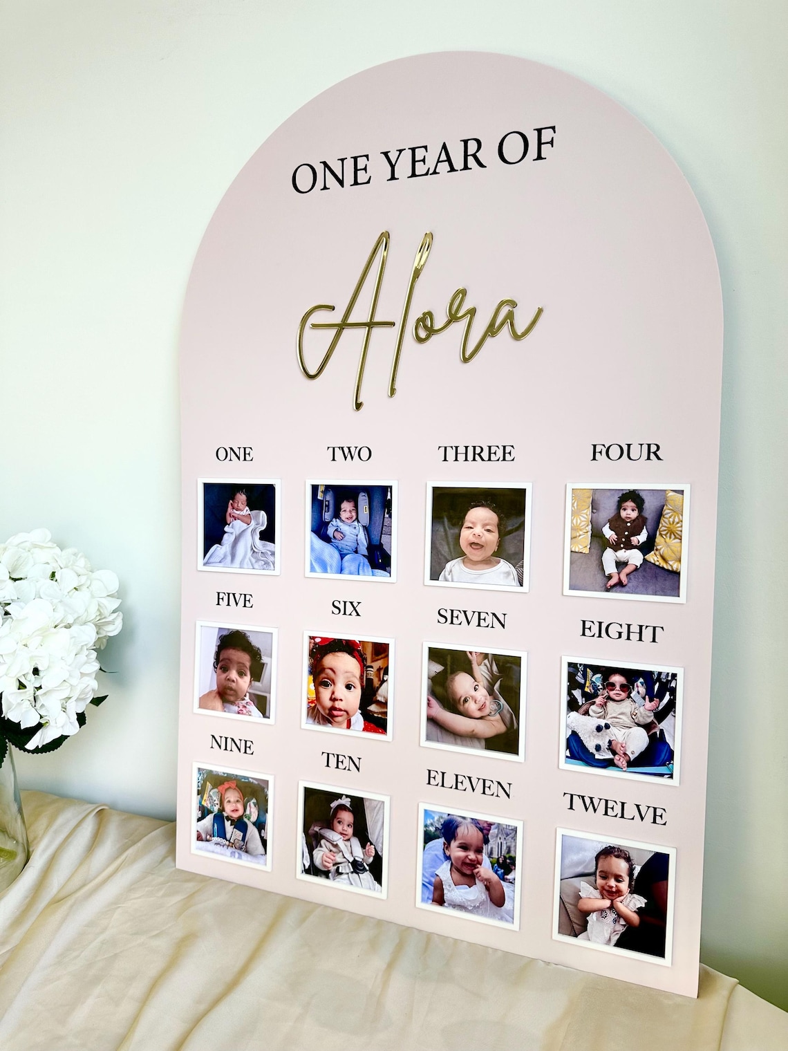 1st Birthday Photo Board, First Birthday Milestone Plaque, My First ...