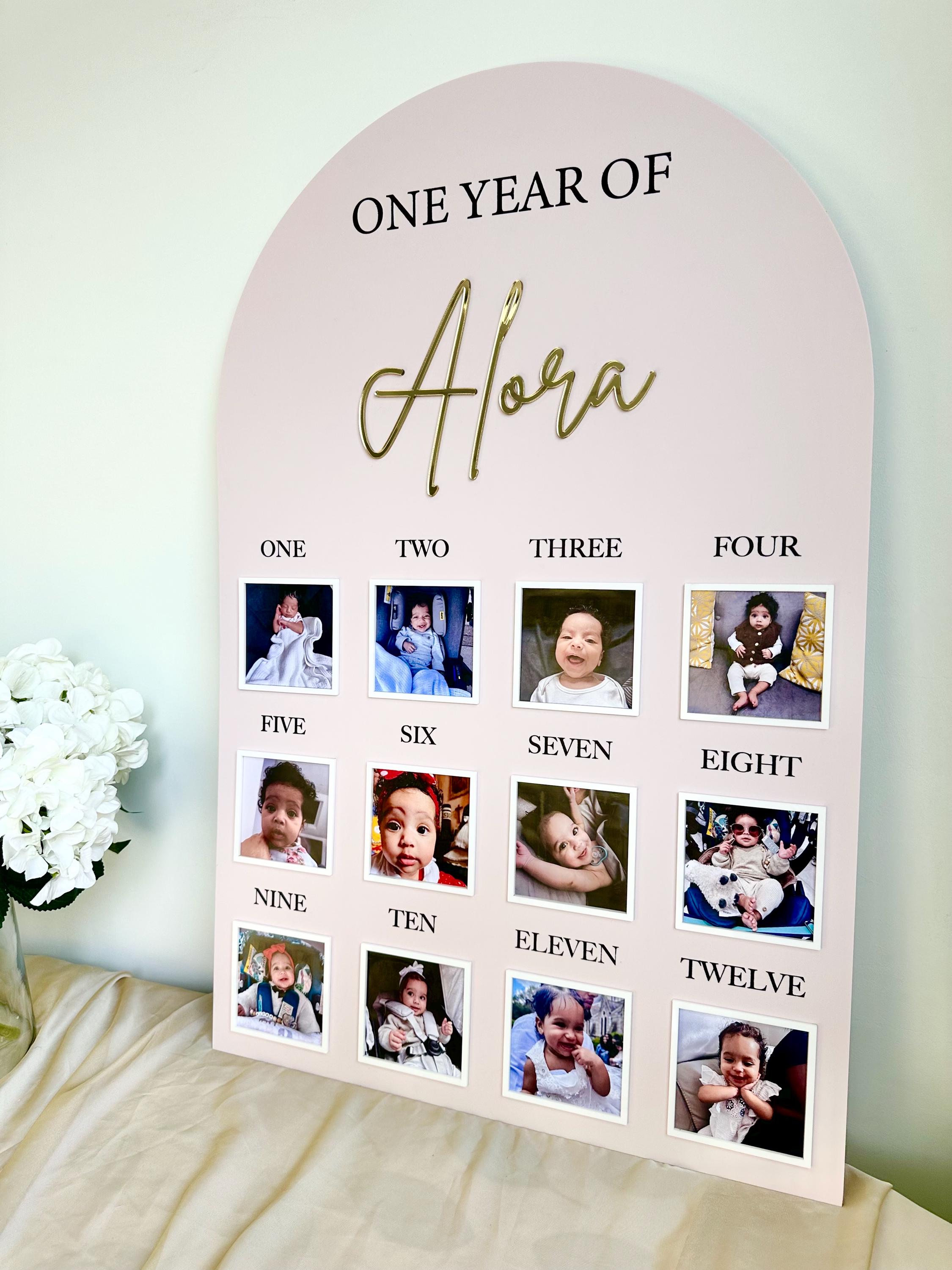Personalised Acrylic Baby Milestone Board - One Year Memory Keepsake ...