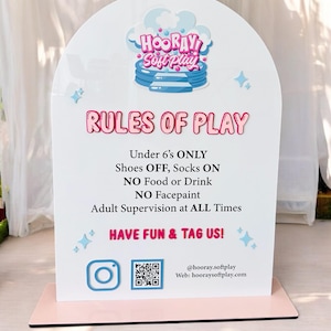 Acrylic Play Rules Sign, Soft Play Business Sign, Bouncy Castle ...