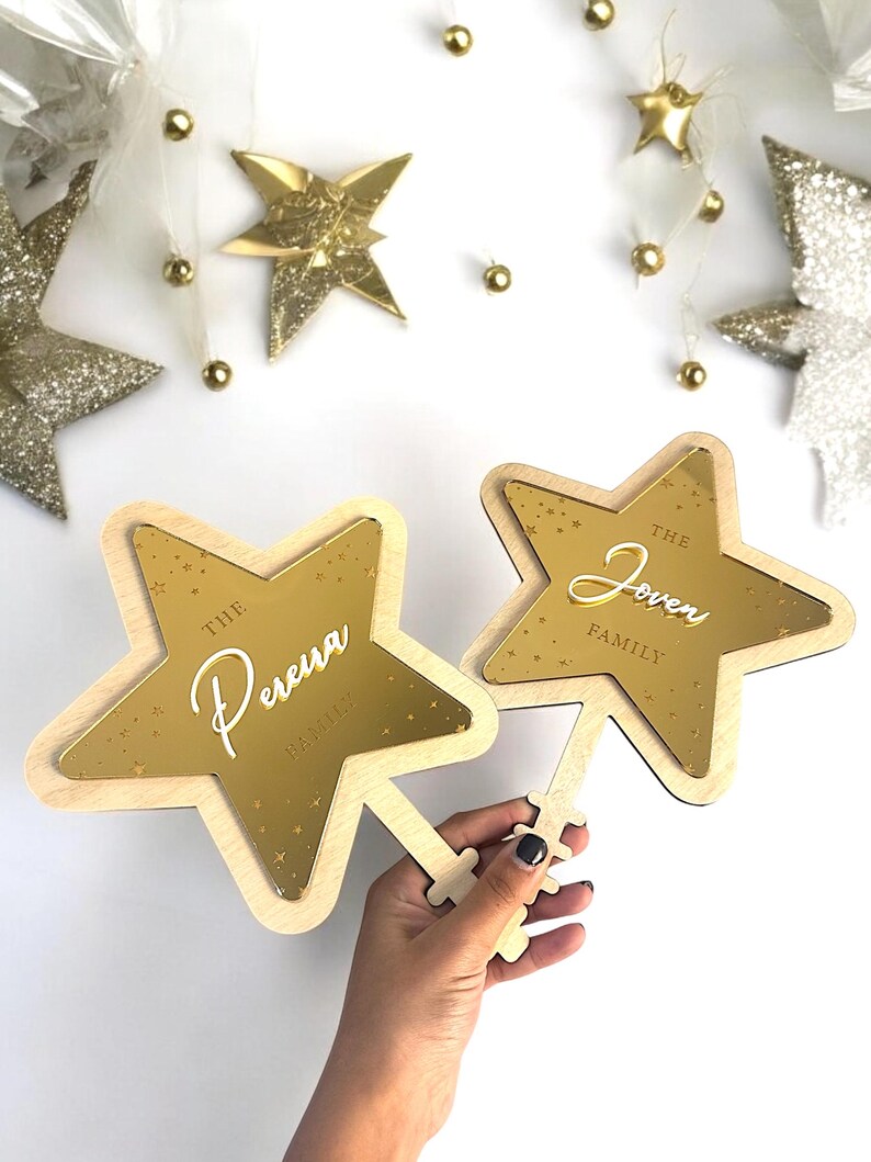 Acrylic Personalised Christmas Tree Topper, Family Christmas Star ...