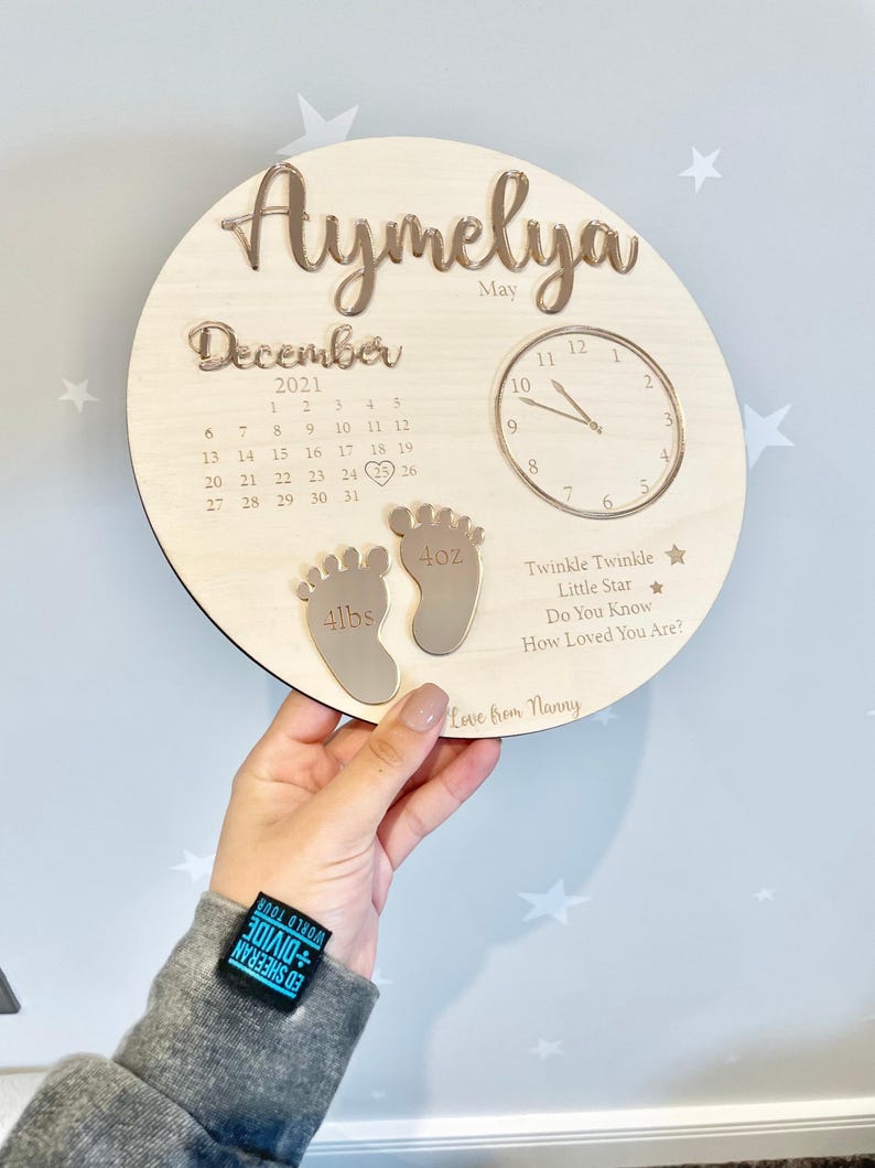 Personalized Baby Keepsake Plaque Birth Announcement Gift Sign, New ...
