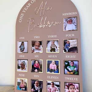 Acrylic Milestone 1st Birthday Photo Board, One Year of Baby Sign ...