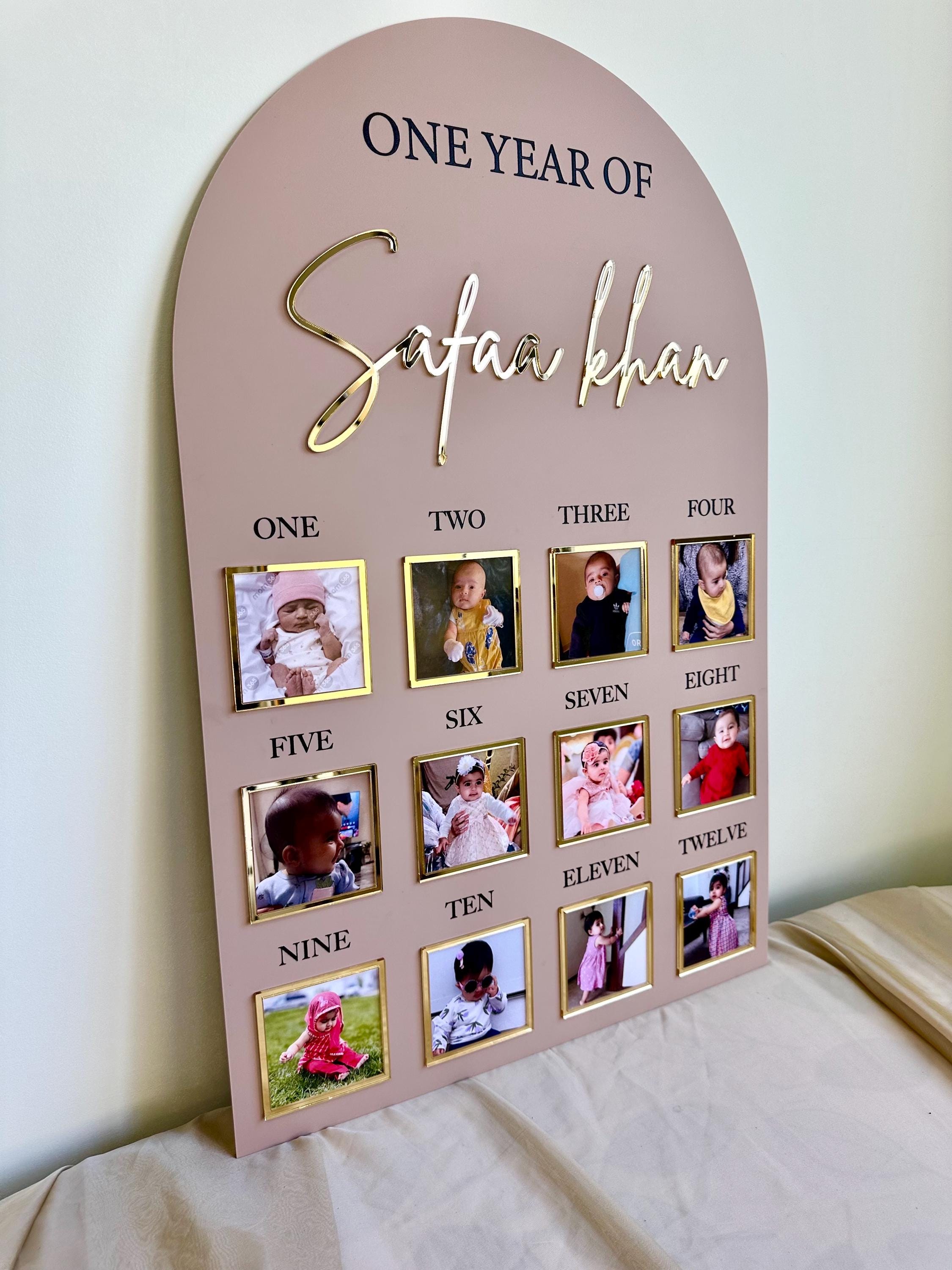 Personalised Acrylic Baby Milestone Board - One Year Memory Keepsake ...