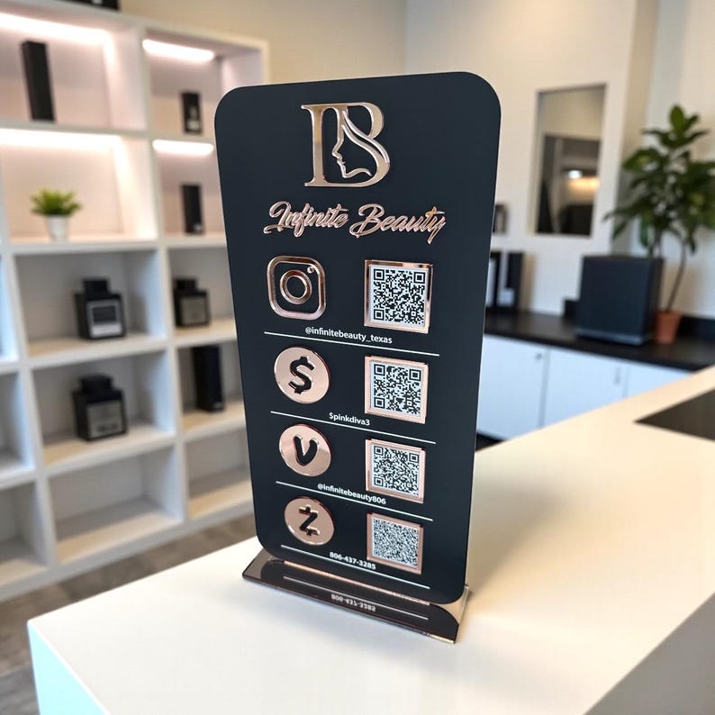 Personalised Acrylic QR Code Display for Small Business, Scan to Follow ...