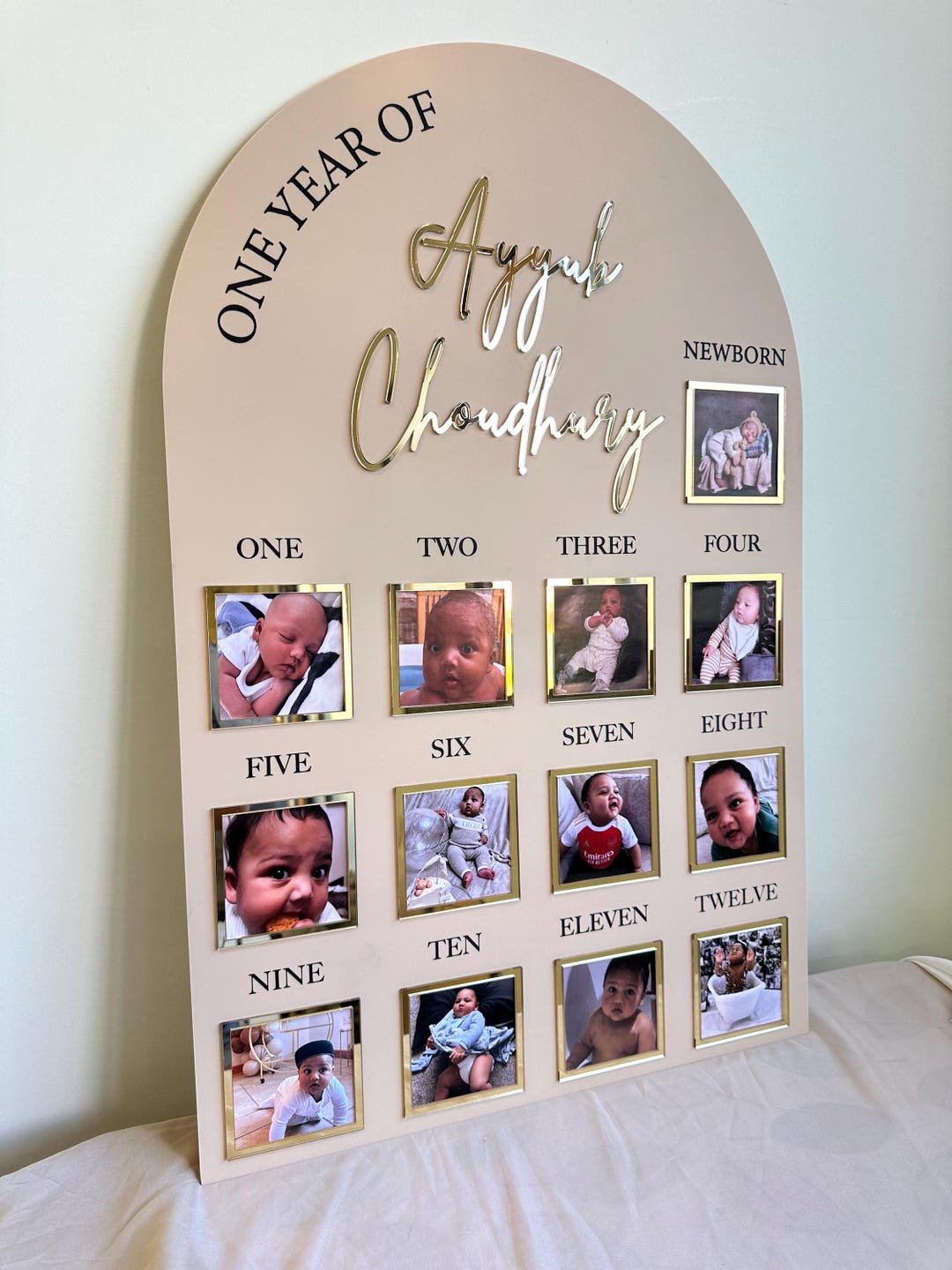 Acrylic Milestone 1st Birthday Photo Board, One Year of Baby Sign ...