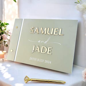 Acrylic Wedding Guestbook and Crystal Pen, Custom Perspex Guestbook ...