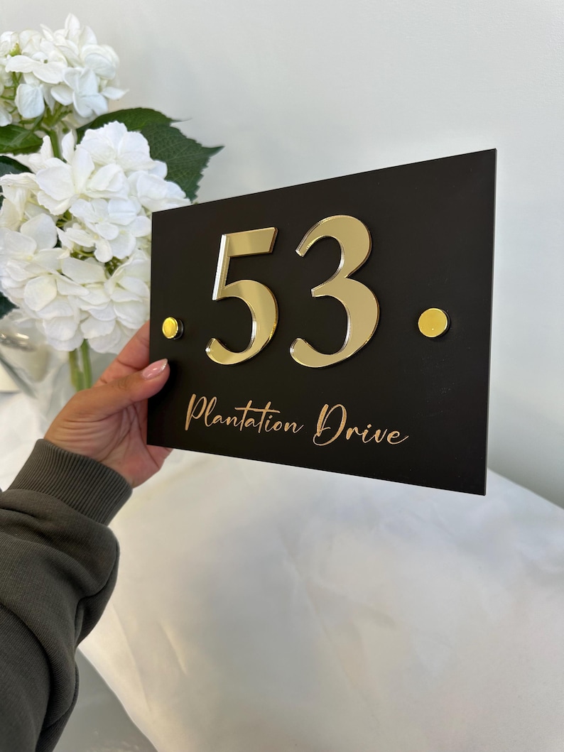Custom Acrylic House Sign With Street Name & Number | Modern Door Sign ...