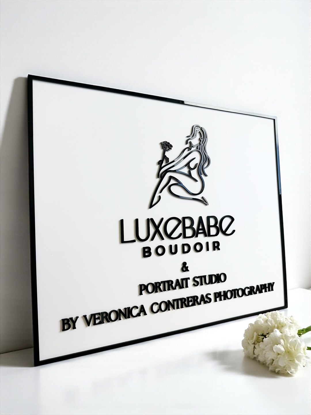 Custom 3D Acrylic Logo Sign for Door or Wall, Modern Salon Sign, Square ...