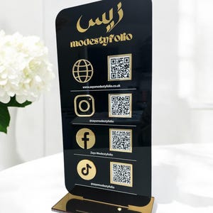Multi Icon & QR Code Acrylic Sign, Social Media Perspex Signage, Table ...